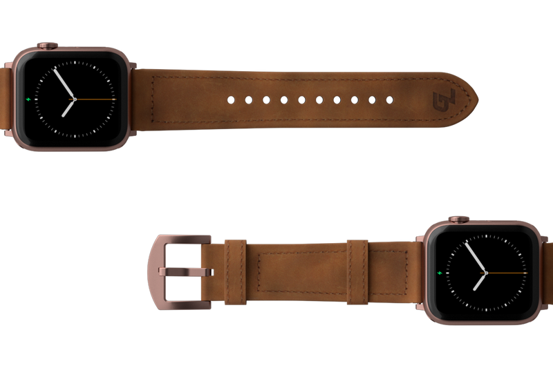 Tan Leather & Rubber Hybrid Apple Watch Band That Breathes